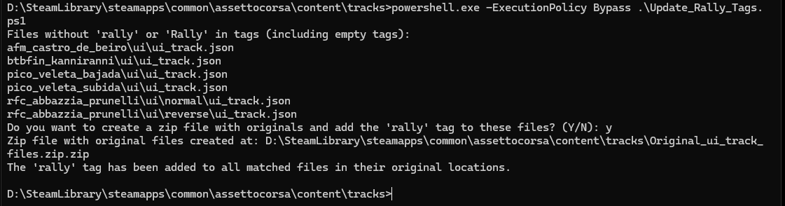 Rally Tag update script – Assetto Corsa Rally Central